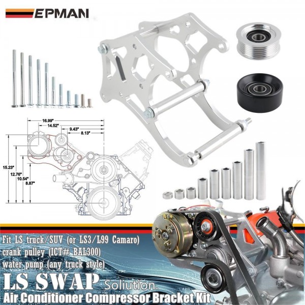 EPMAN For Sanden 508 LS1 LS2 LS3 LS6 LS LSX Truck Aluminum A/C Conditioner Compressor Bracket ...